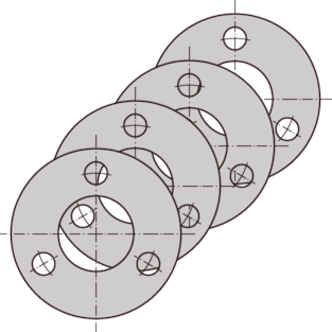 Set of standard cutter spindle spacers, 8-part